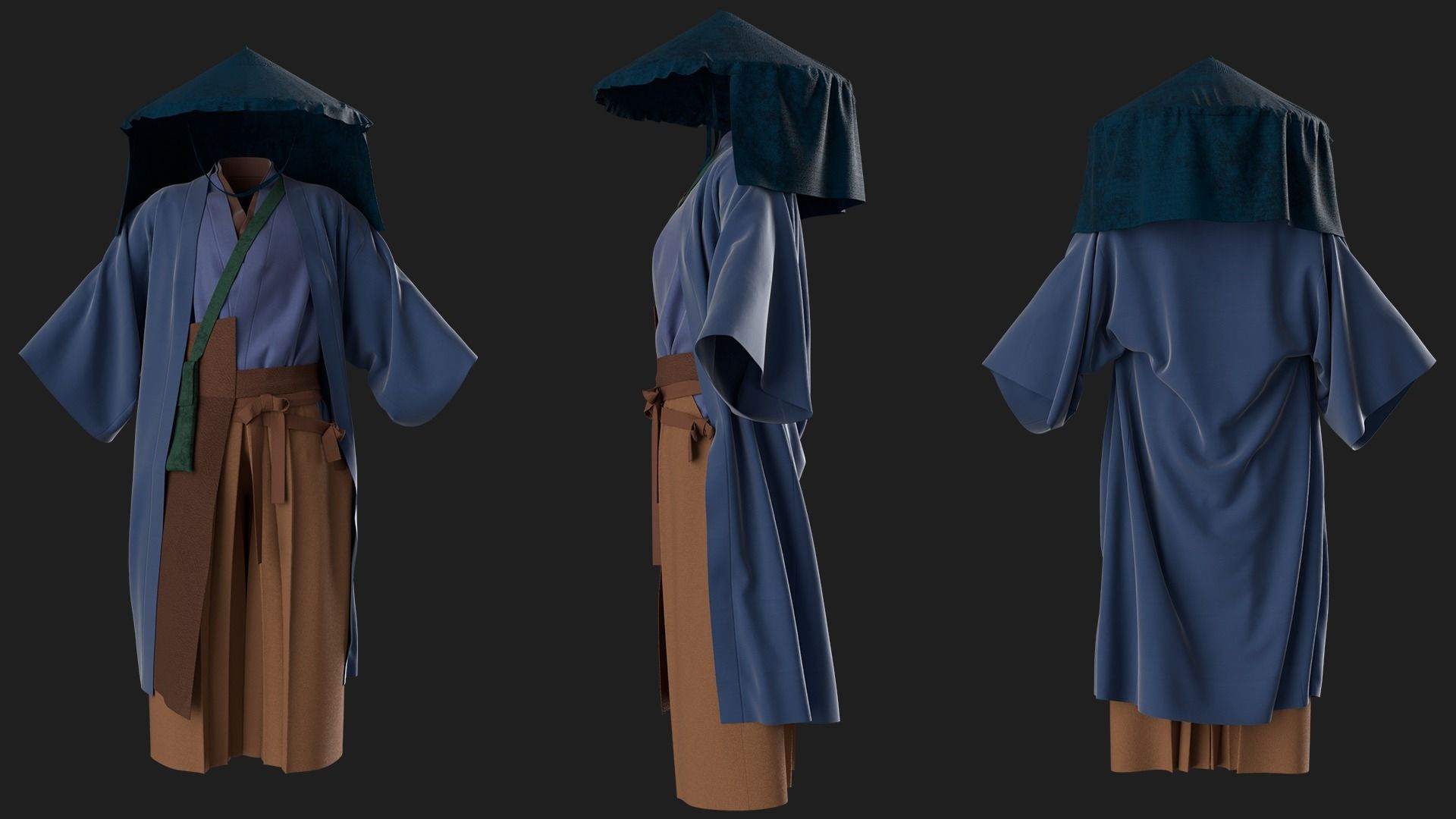 Male Kimono Marvelous Designer project 3D model | CGTrader