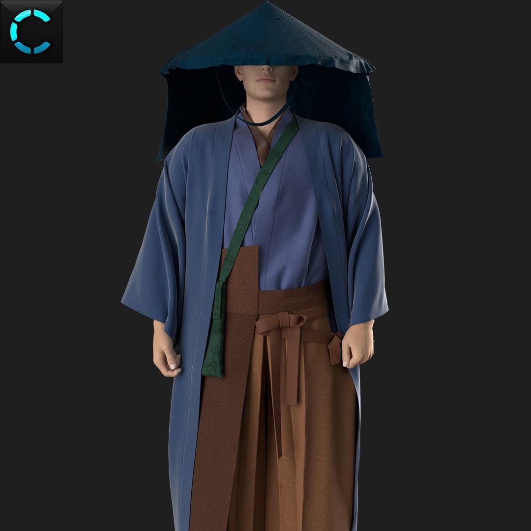 Male Kimono Marvelous Designer project 3D model | CGTrader