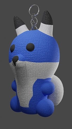 Keychain Fox - Blue and White 3D model | CGTrader