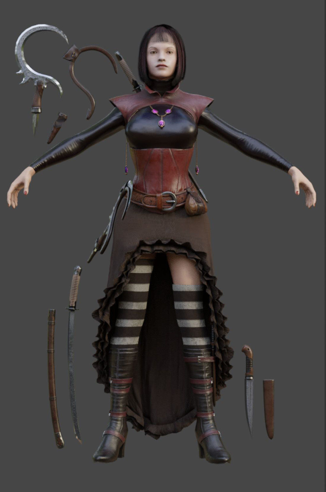 3D model caracter reaper woman low-poly 3d model VR / AR / low-poly ...