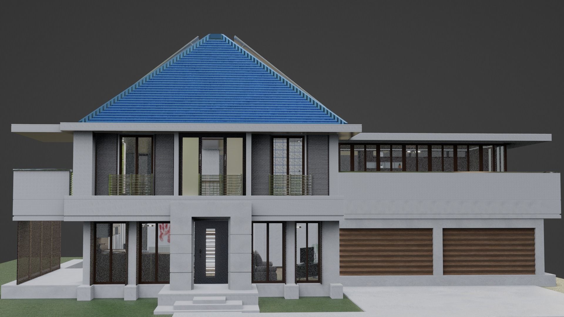 Blender Eevee Modern Mansion Low-poly 3D model free VR / AR / low-poly ...