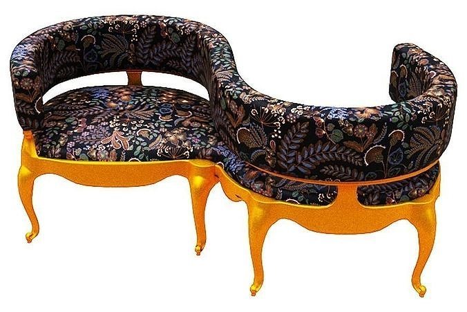 3D model Antique courting chair VR / AR / low-poly | CGTrader