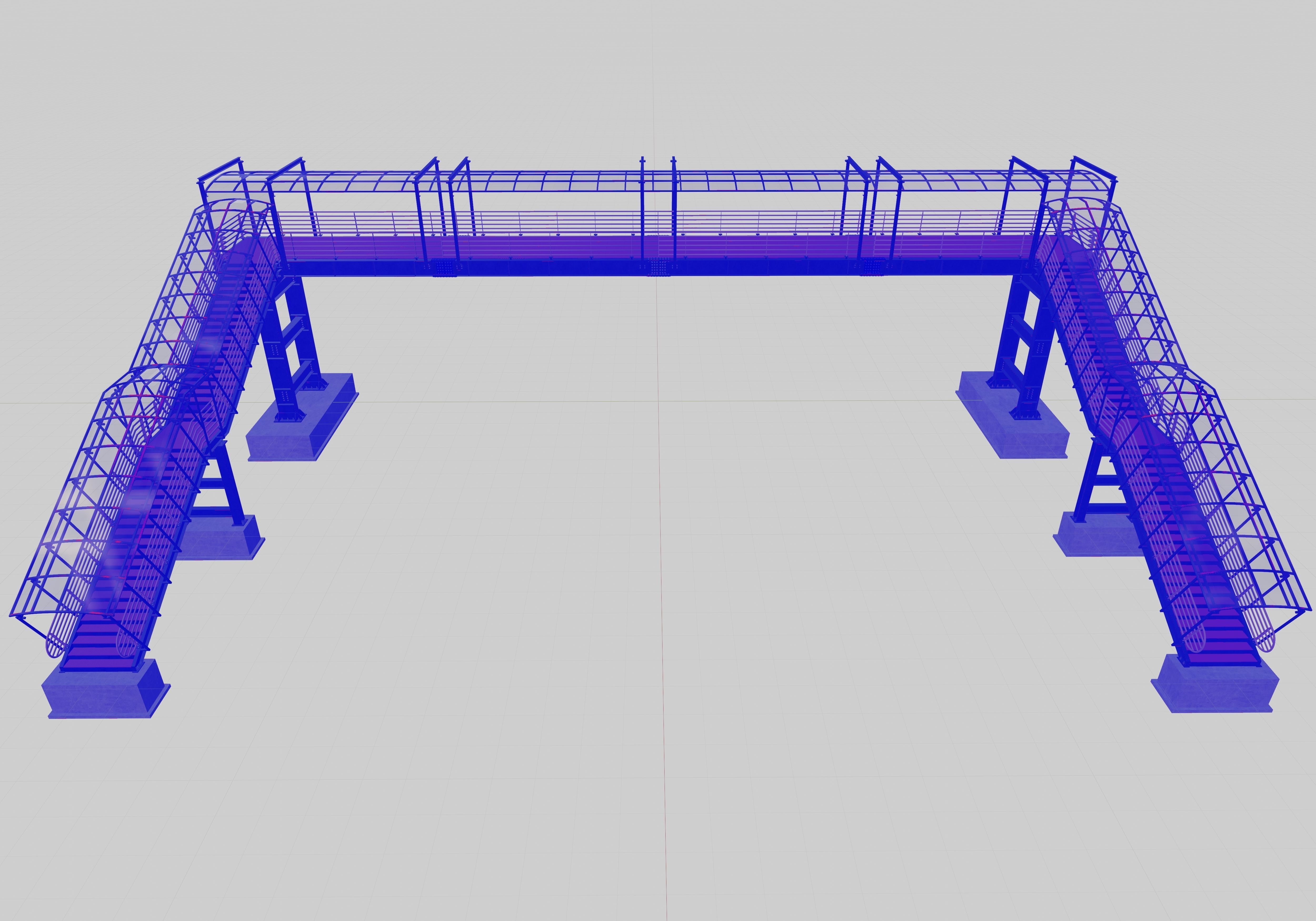 Steel Pedestrian Bridge-Two Columns-Pipe Rail-Straight Type-6 3D model ...