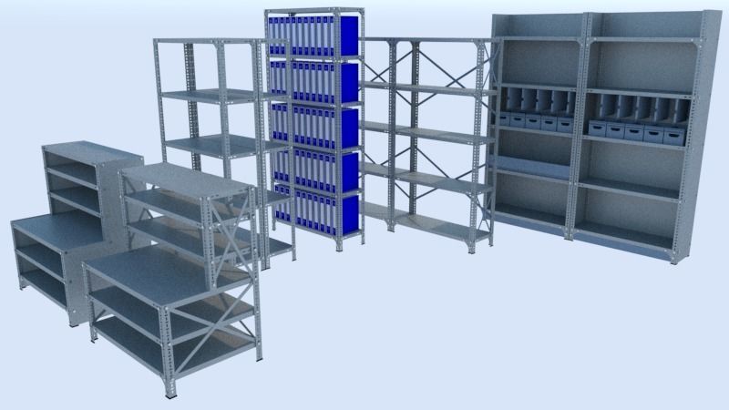 Steel shelving system for archive and storage 3D model | CGTrader
