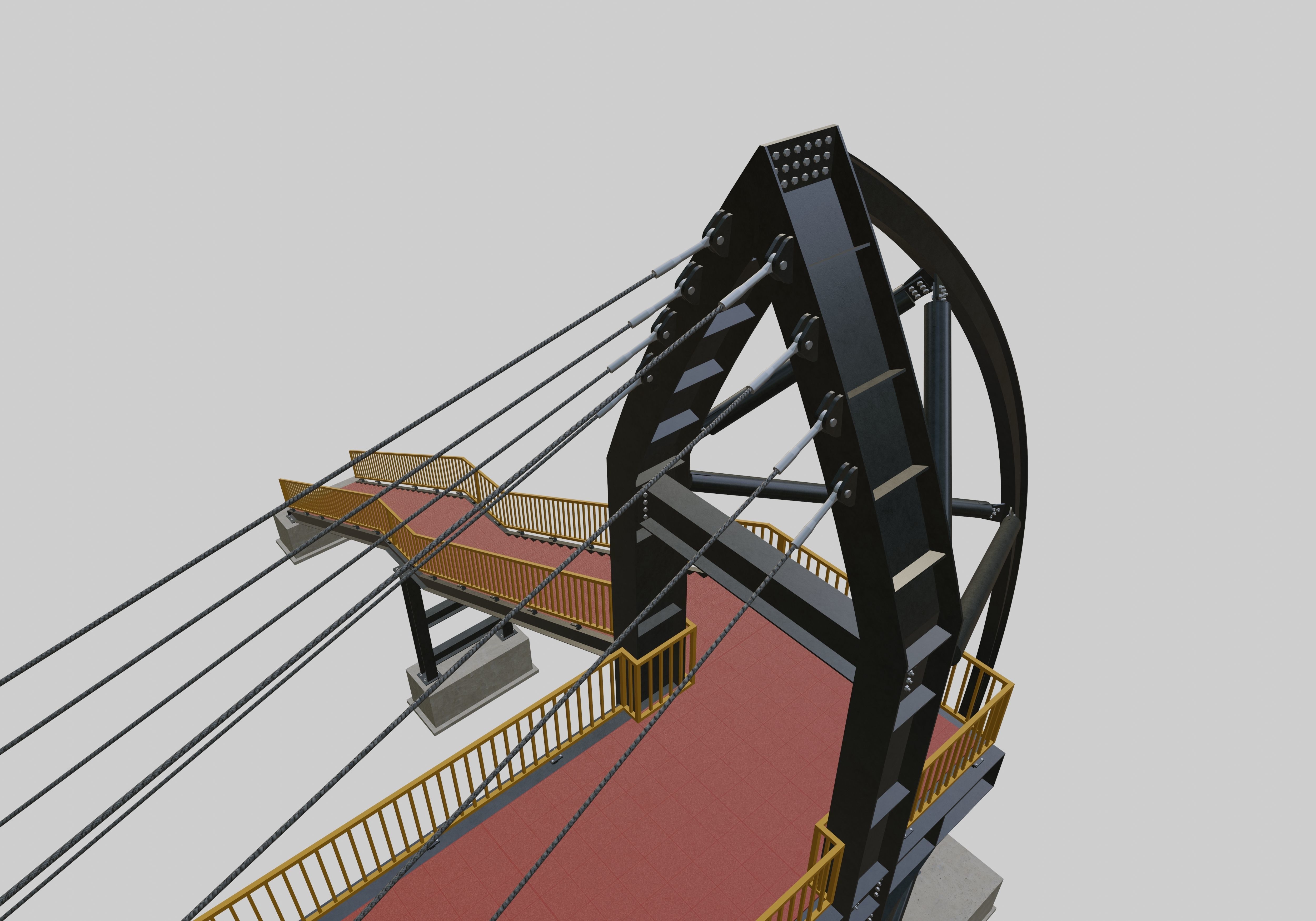 Steel Pedestrian Bridge - Flat Stair-Sailing Column Type-12 3D model ...
