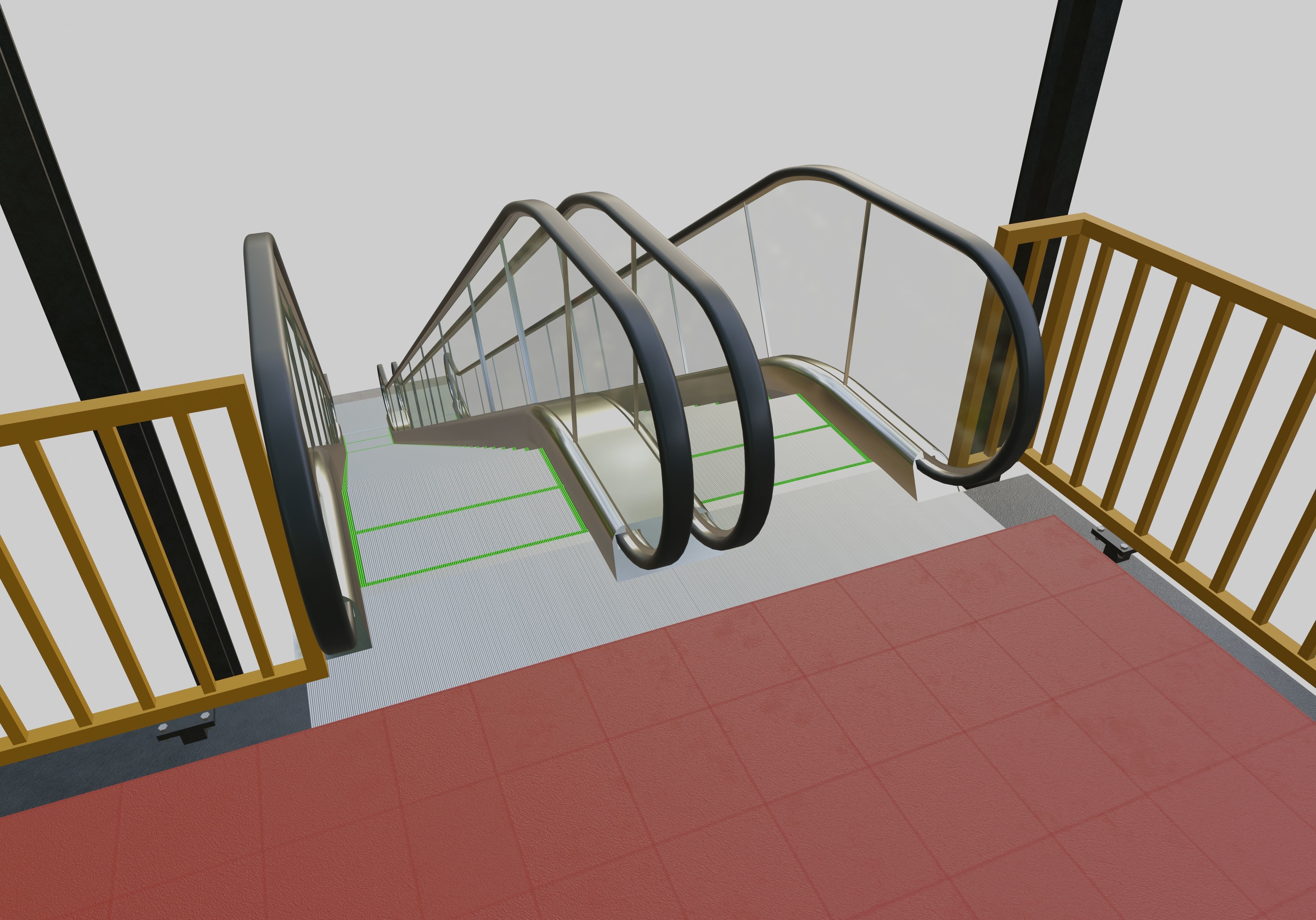 Steel Pedestrian Bridge-Elevator-Escalator-Straight Type-20 3D model | CGTrader