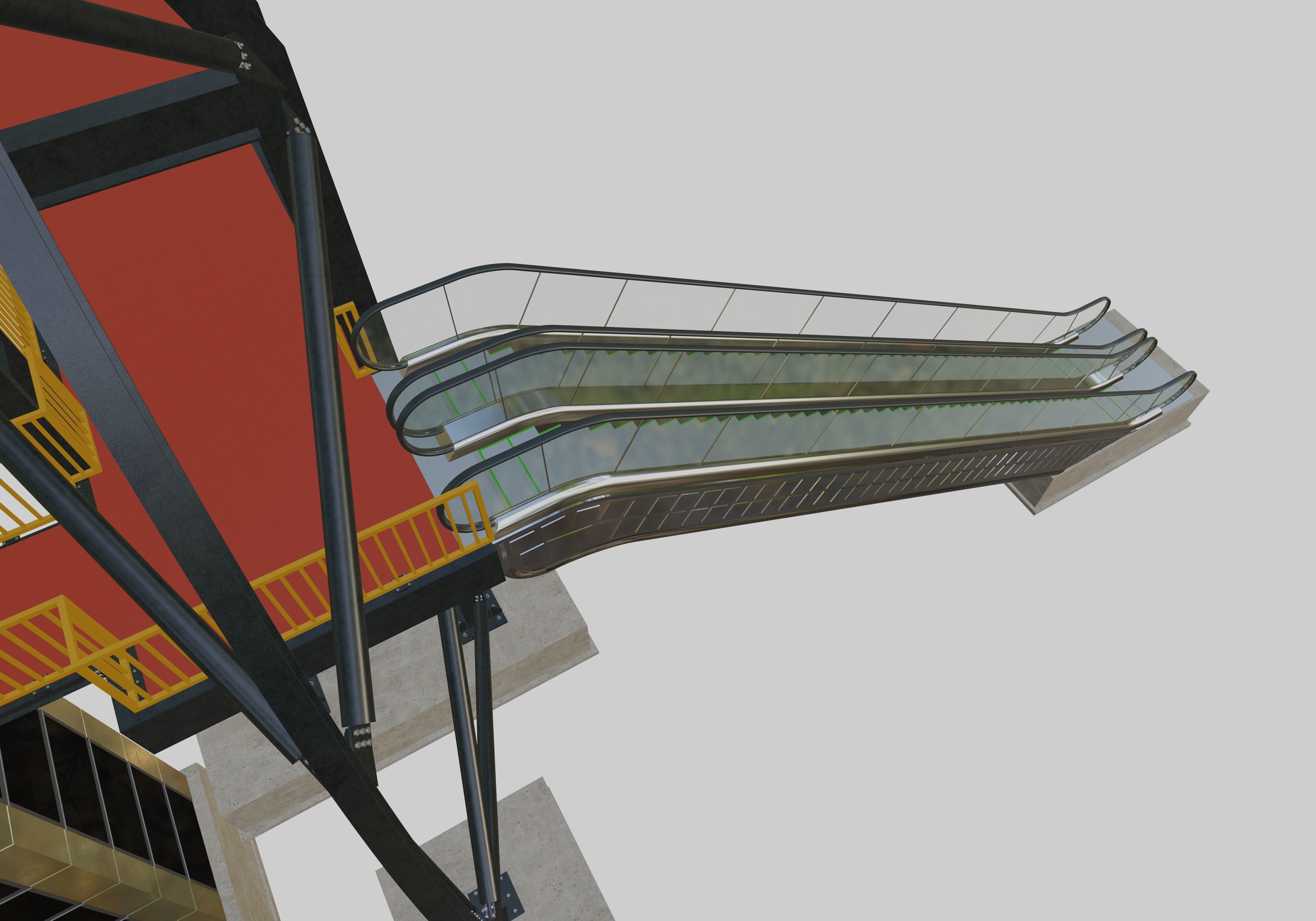 Steel Pedestrian Bridge-Elevator-Escalator-Sailing Type-21 3D model ...