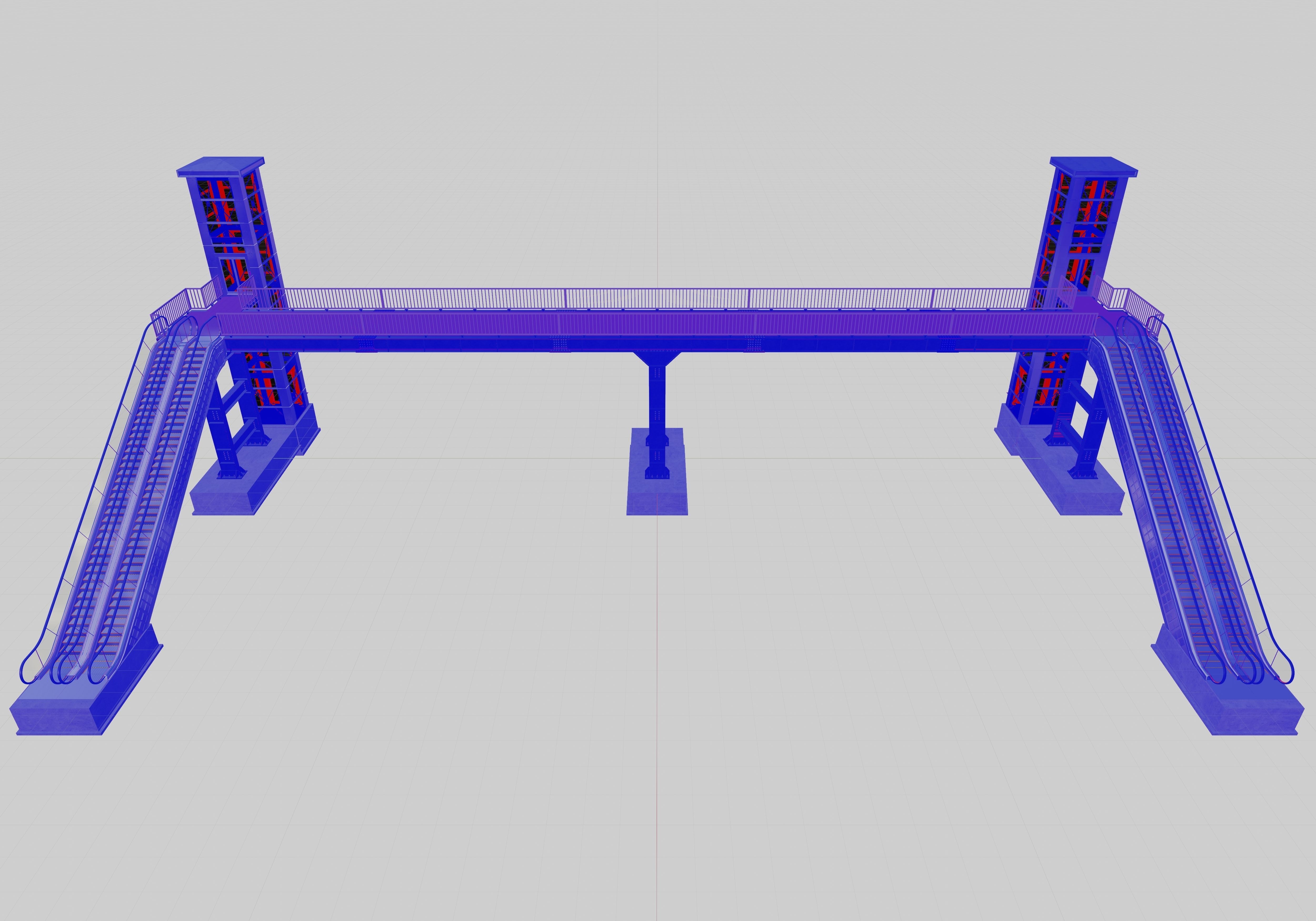 Steel Pedestrian Bridge-Elevator-Escalator-Straight Type-22 3D model ...