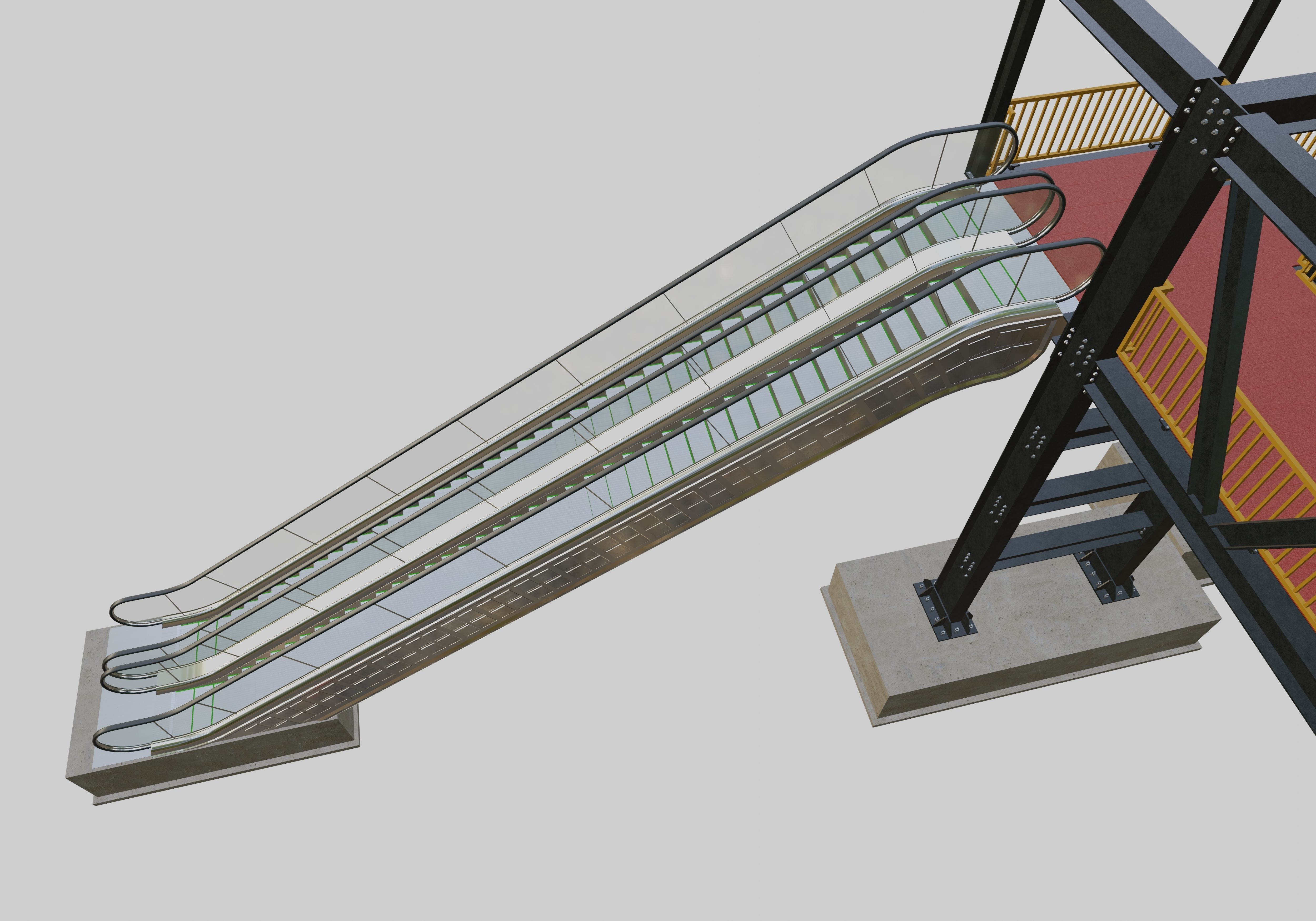 Steel Pedestrian Bridge-Elevator-Escalator-Truss Type-23 3D model ...