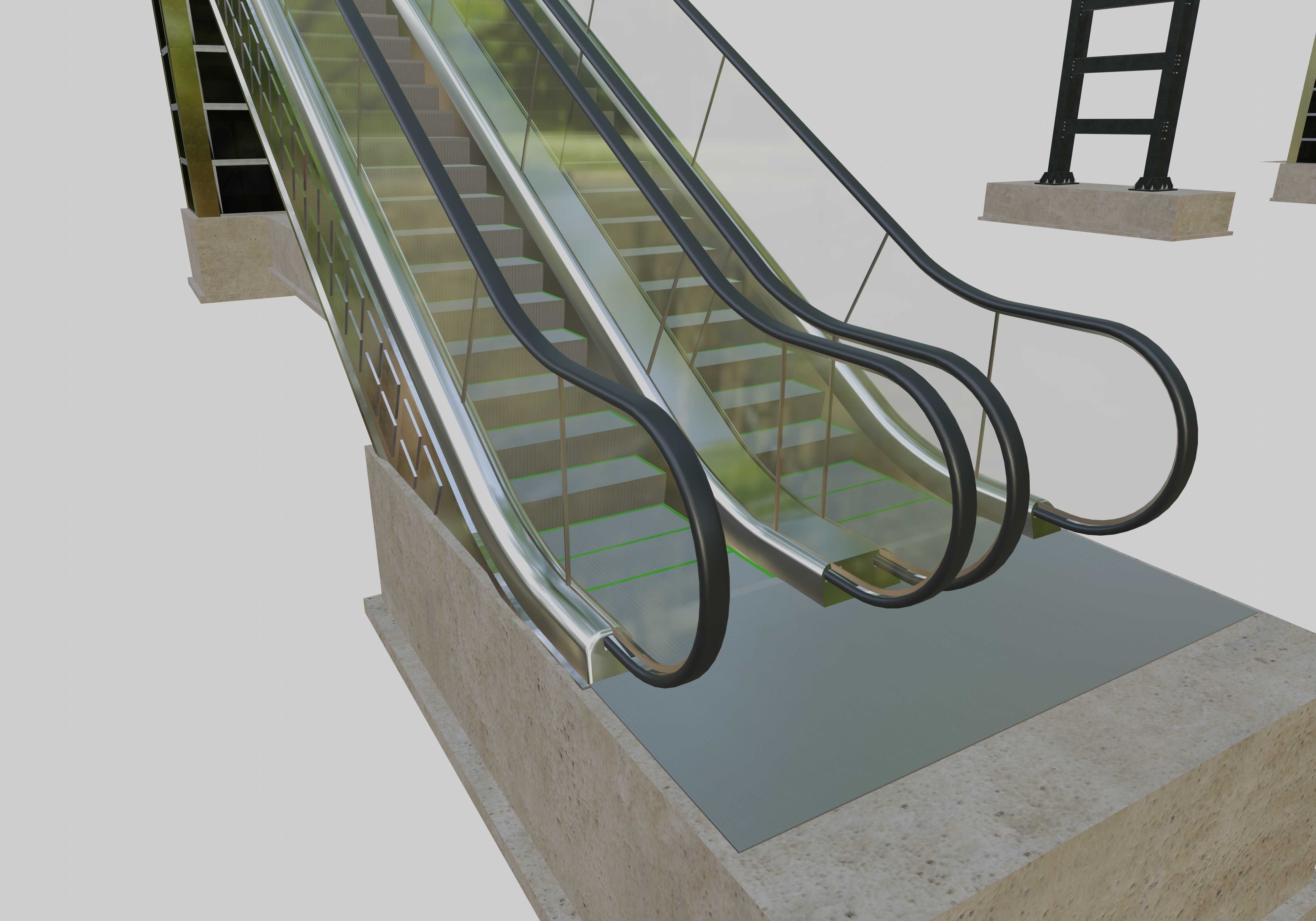 Steel Pedestrian Bridge-Elevator-Escalator-Truss Type-23 3D model ...