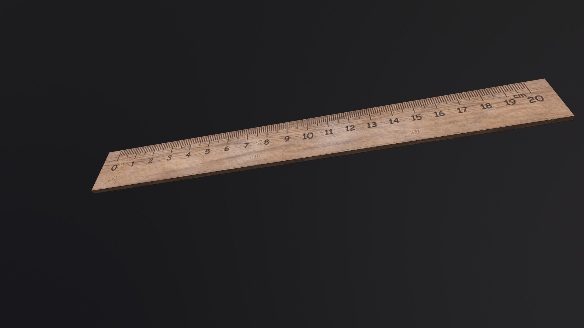 3D model Wooden ruler 20 cm twenty centimeters measure length VR / AR ...