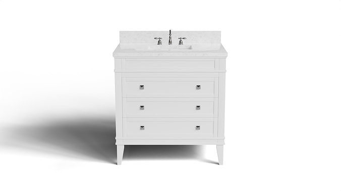 Eleanor 30 Inch Bathroom Vanity White Carrara Marble Top 3D model ...