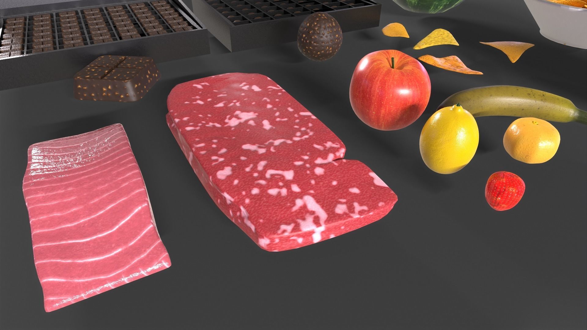 3D model Vegetable Foods Meats and Others Collection VR / AR / low-poly ...