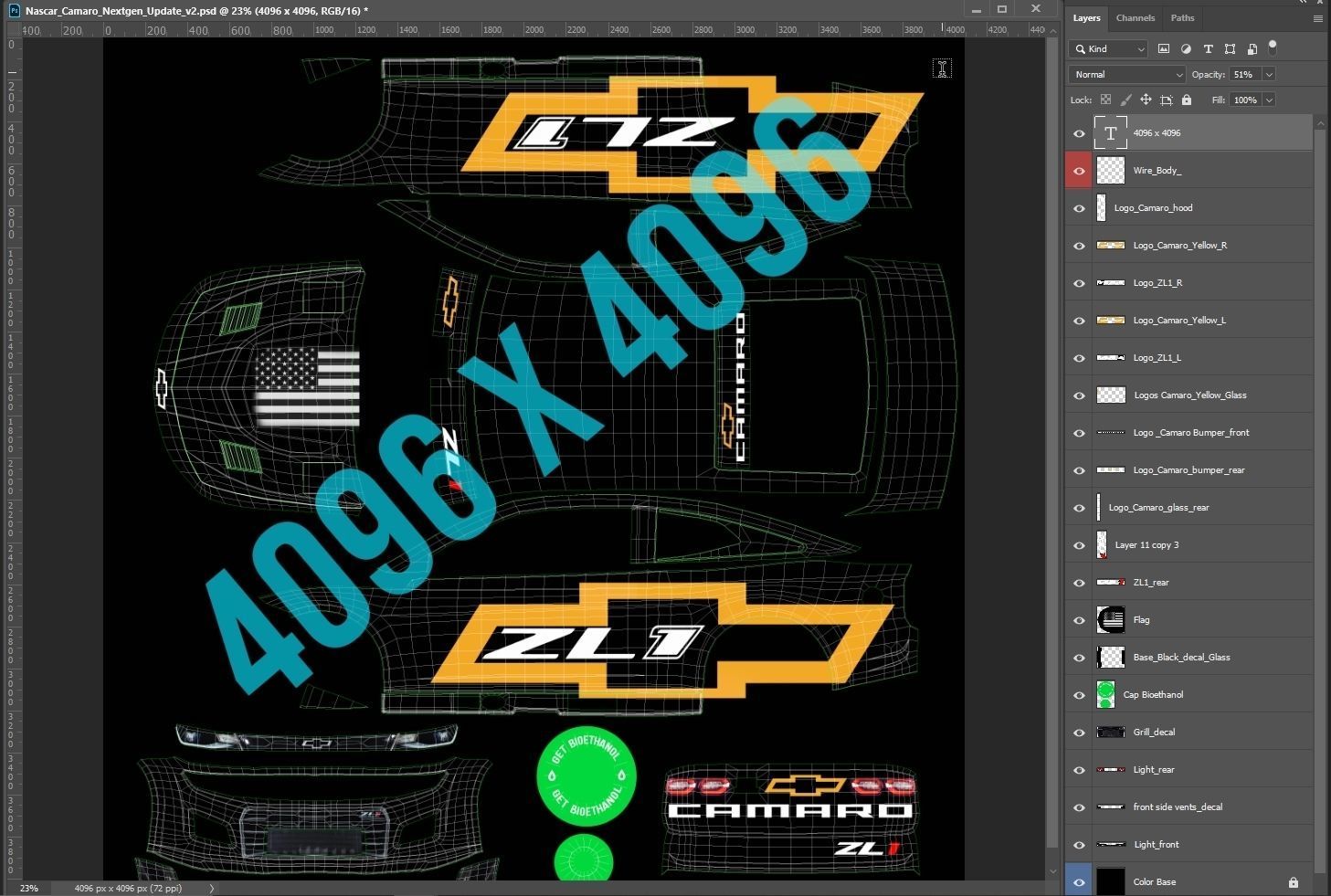 Chevrolet Camaro Nascar NextGen 2022 Template Update 3D model | CGTrader