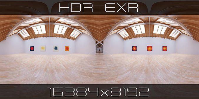 HDRI - Art Museum Gallery Interior 25 - 16384x8192 Texture | CGTrader