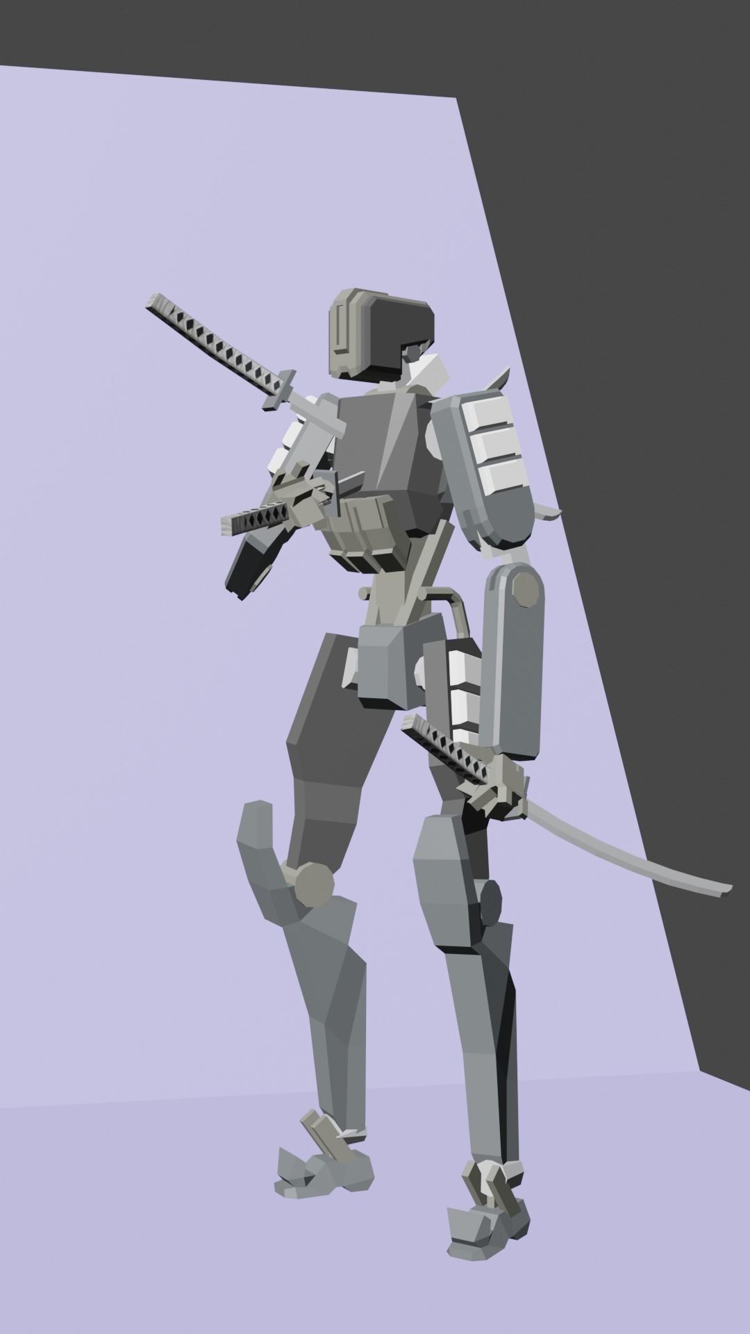 low-poly rigged ninja cyberpunk robot free VR / AR / low-poly 3D model ...