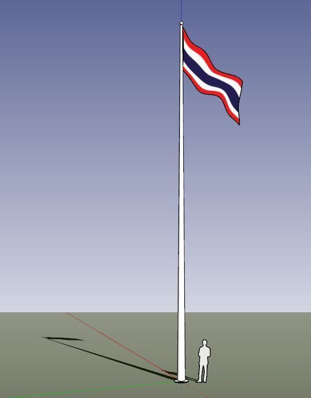 Thailand flag - pole height 15 meters 3D model | CGTrader