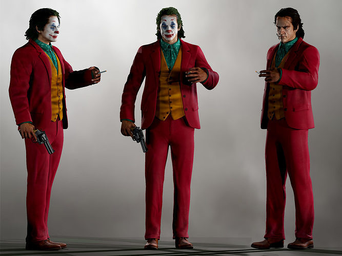 3D model Joker in suit holding gun VR / AR / low-poly rigged | CGTrader
