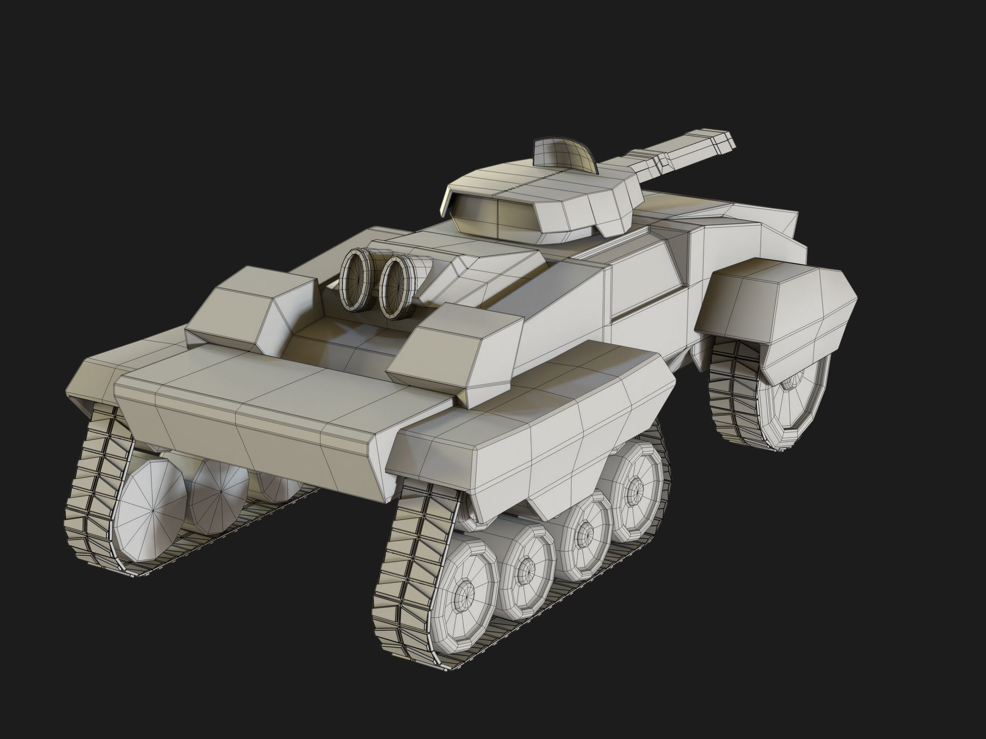 3D model Futuristic Tank Truck SUV Machinery Low Poly 3D Model VR / AR ...