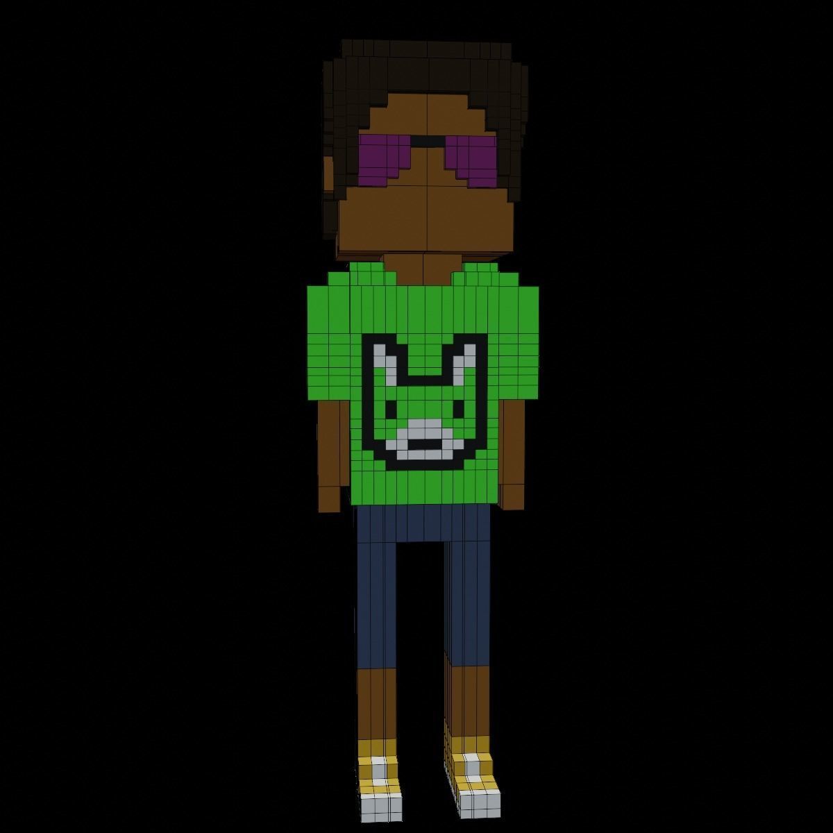 Meebit minecraft character wearing sunglasses and shirt 3D model ...