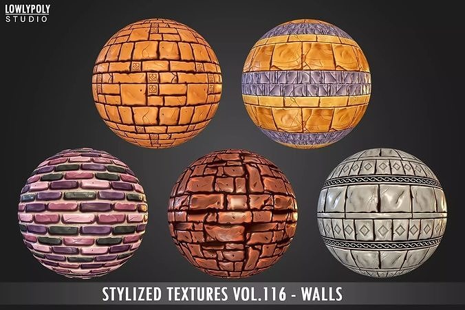 Texture Walls Vol 116 - Stylized Textures VR / AR / low-poly | CGTrader
