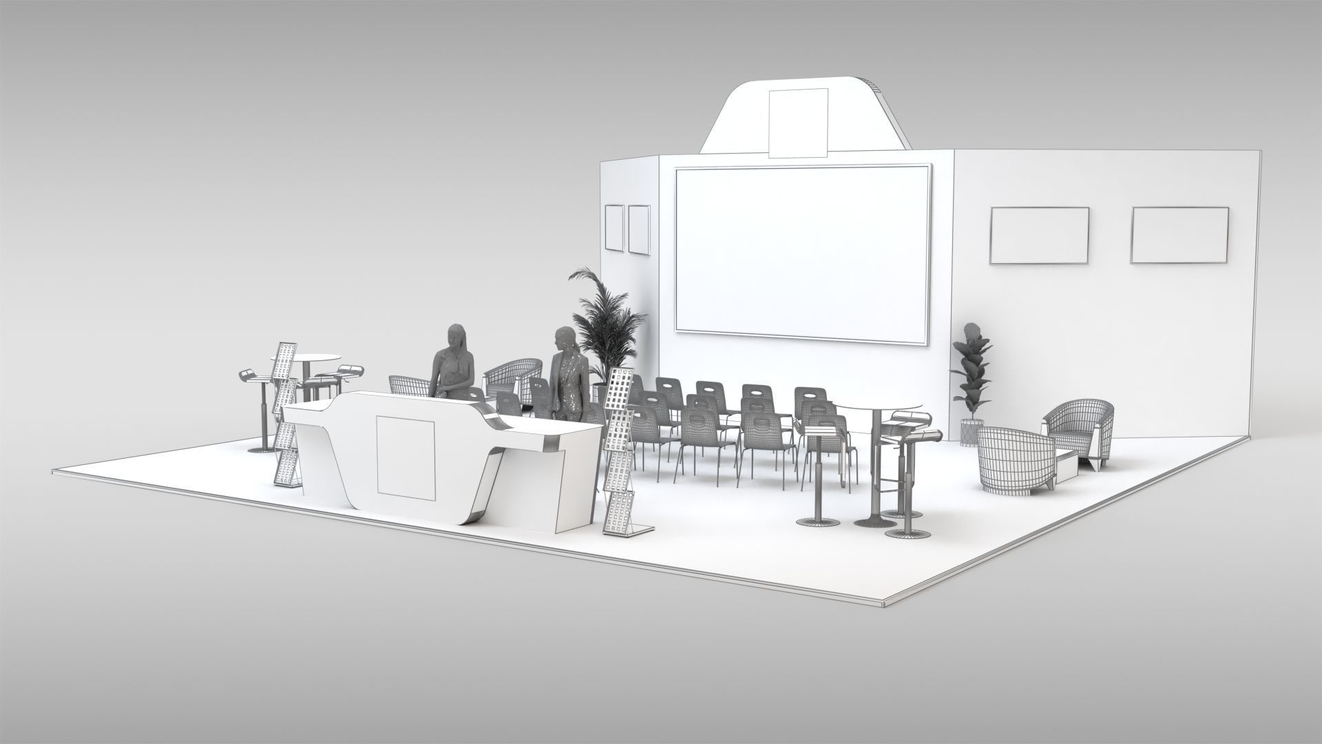 GENERIC EXHIBITION BOOTH 10X10 METERS 3D model | CGTrader