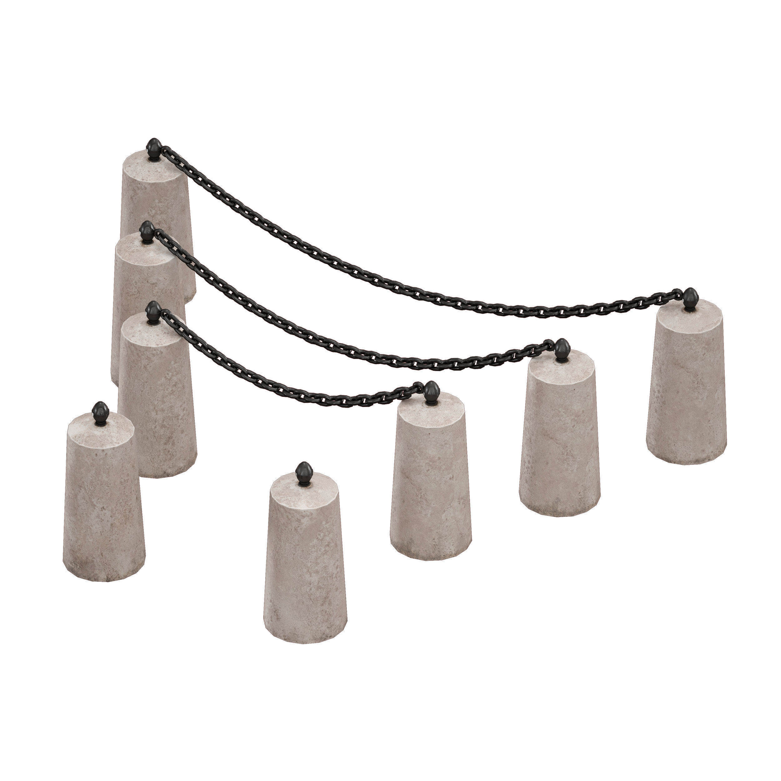 Fencing Concrete poles with chains 3D model | CGTrader