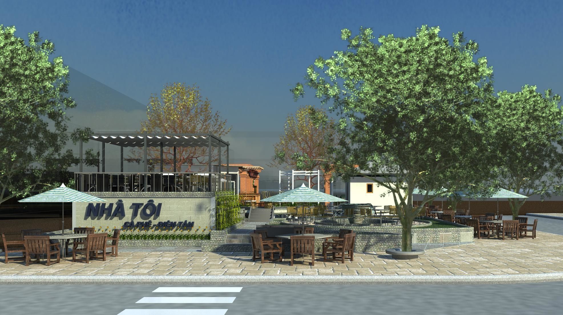 Revit Garden coffee with multi spaces 3D model | CGTrader
