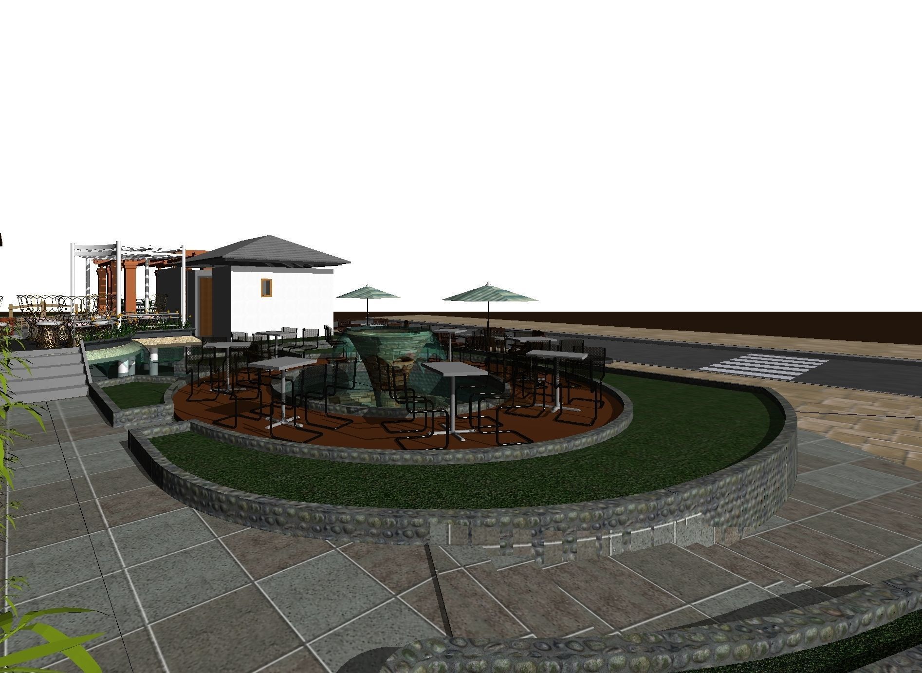 Revit Garden coffee with multi spaces 3D model | CGTrader
