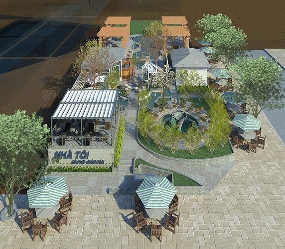 Revit Garden coffee with multi spaces 3D model | CGTrader