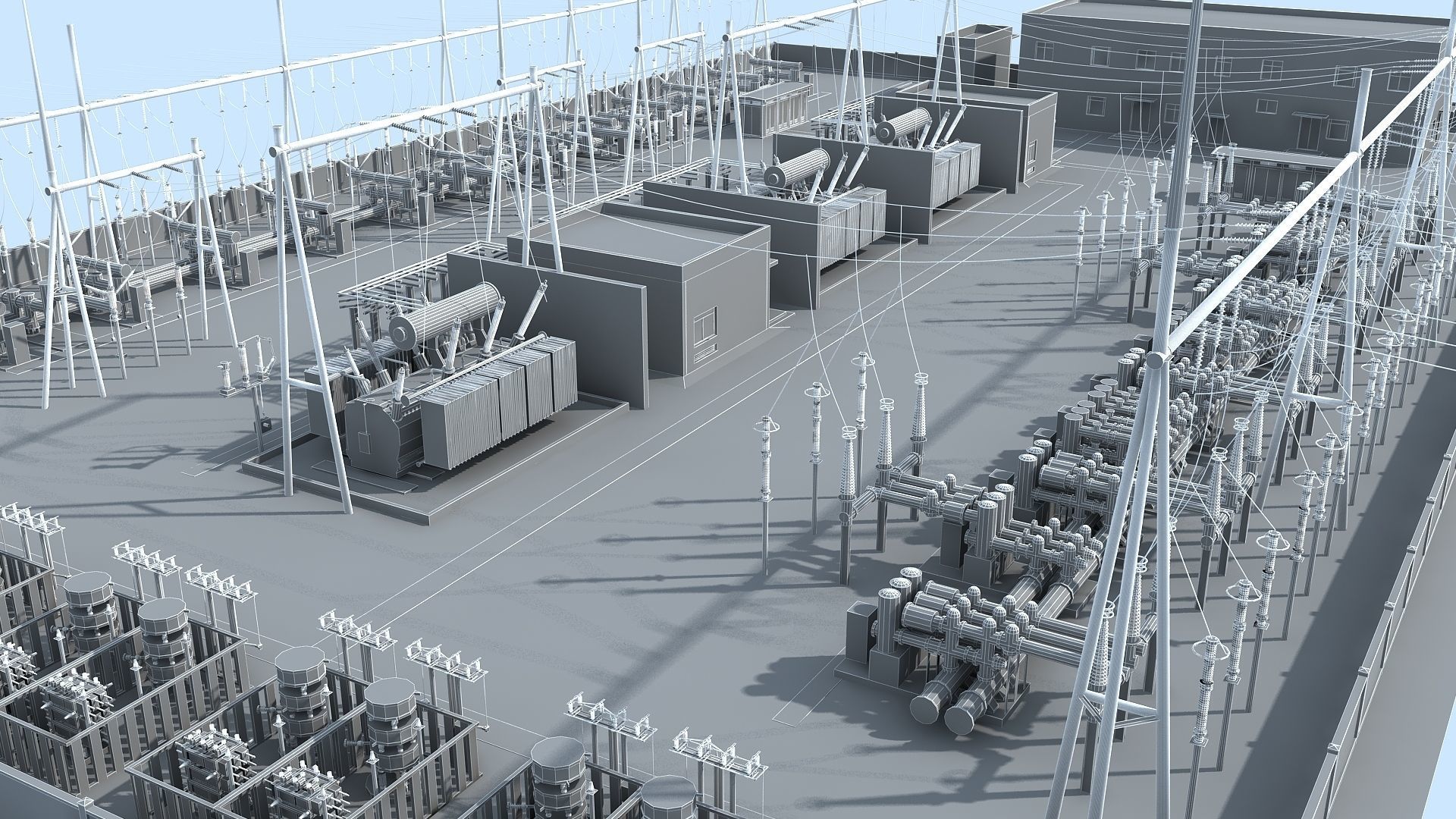 Electrical power substation 3D model | CGTrader