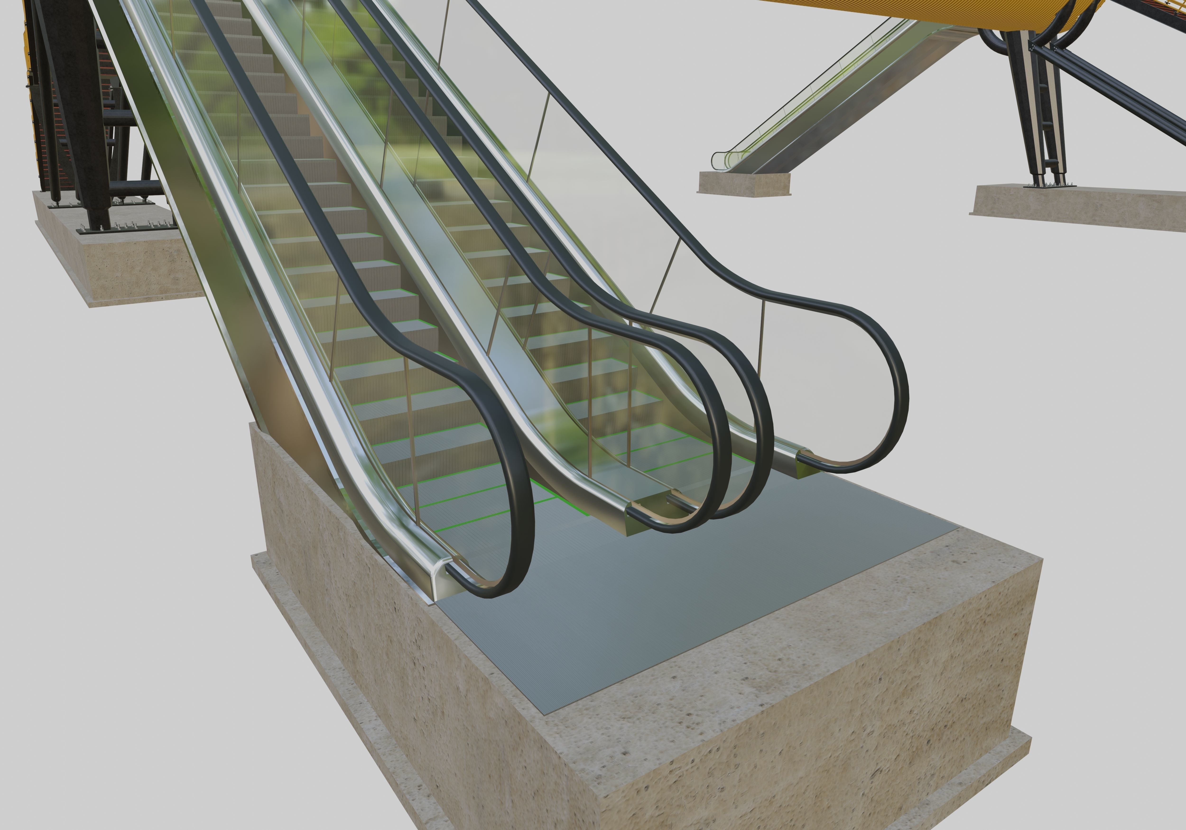 Steel Pedestrian Bridge-Escalator-Oblique Cone Column Type-26 3D model ...