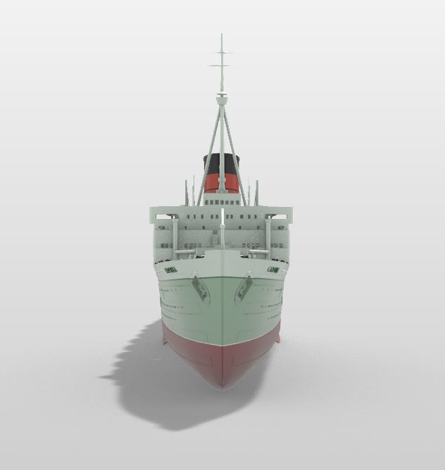 RMS Caronia - Cunards Green Goddess ocean liner and cruise ship 3D ...