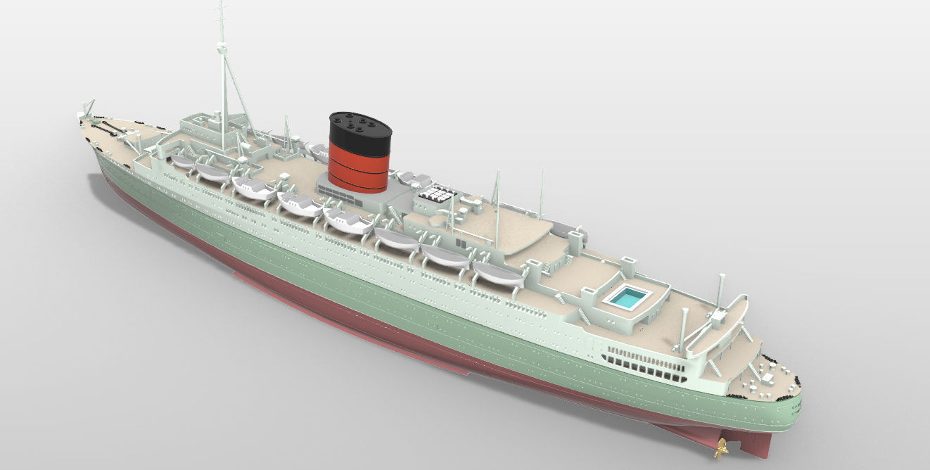 RMS Caronia - Cunards Green Goddess ocean liner and cruise ship 3D ...