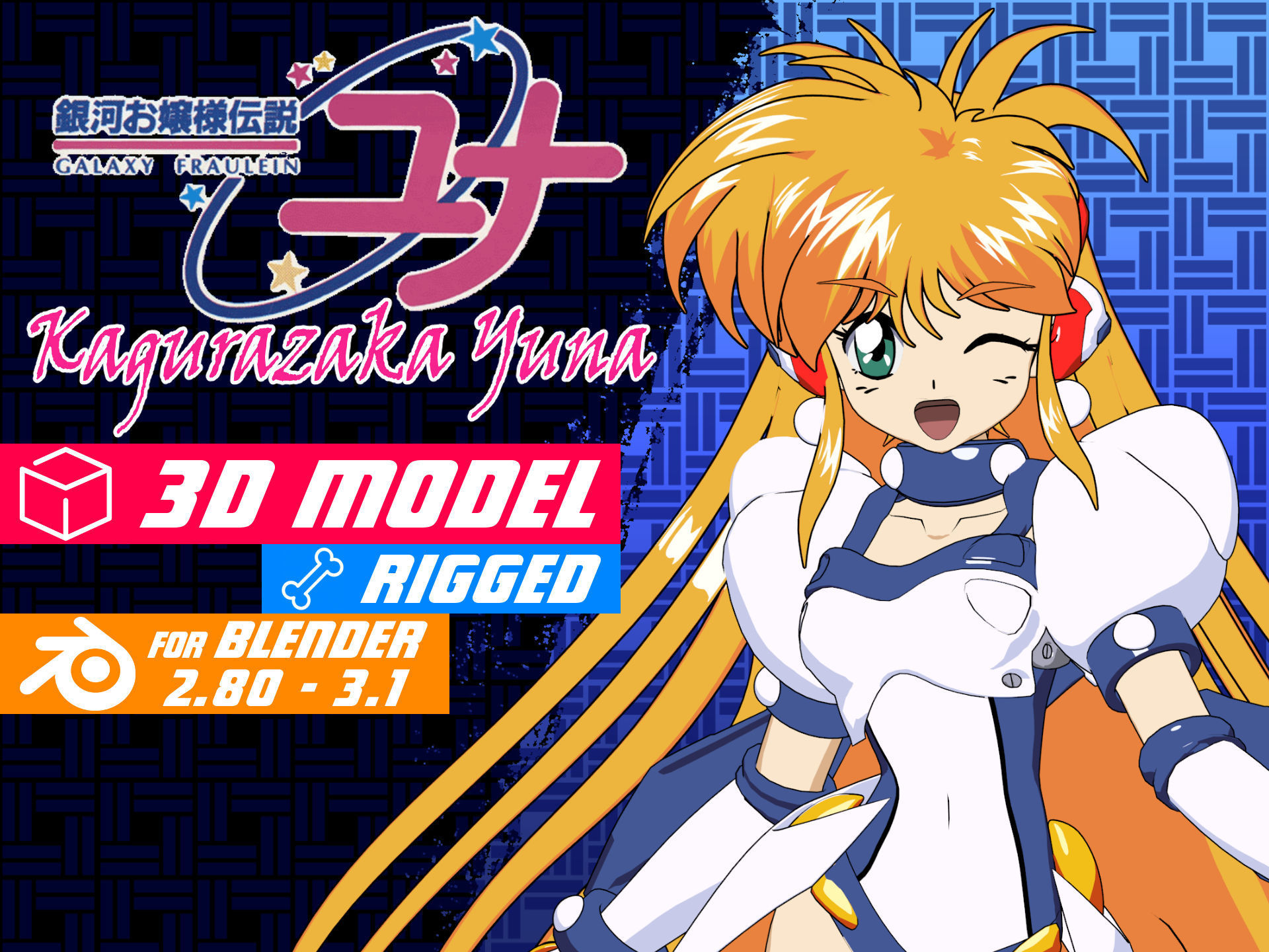 3D model Kagurazaka Yuna - Galaxy Fraulein Yuna - Blender VR / AR / low ...