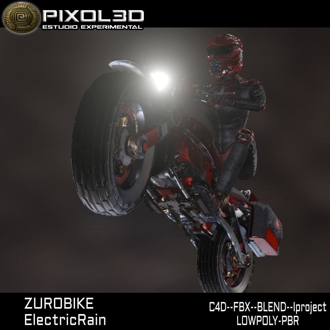 3D model Zurobike retro electric motorcycle and Pilot VR / AR / low-poly | CGTrader