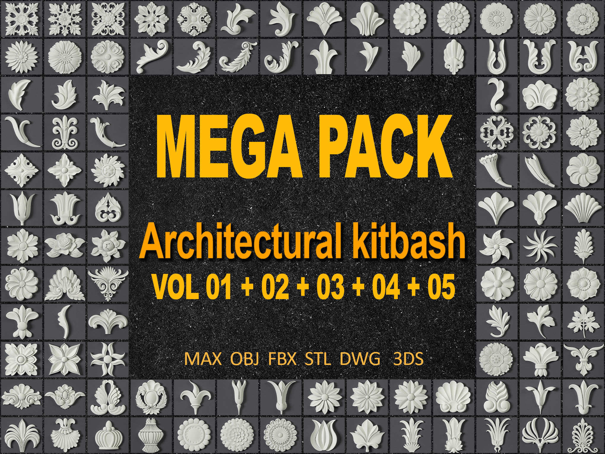 ARCHITECTURAL KITBASH - VOL 01 - 02 - 03 - 04 - 05 3D Model Collection ...