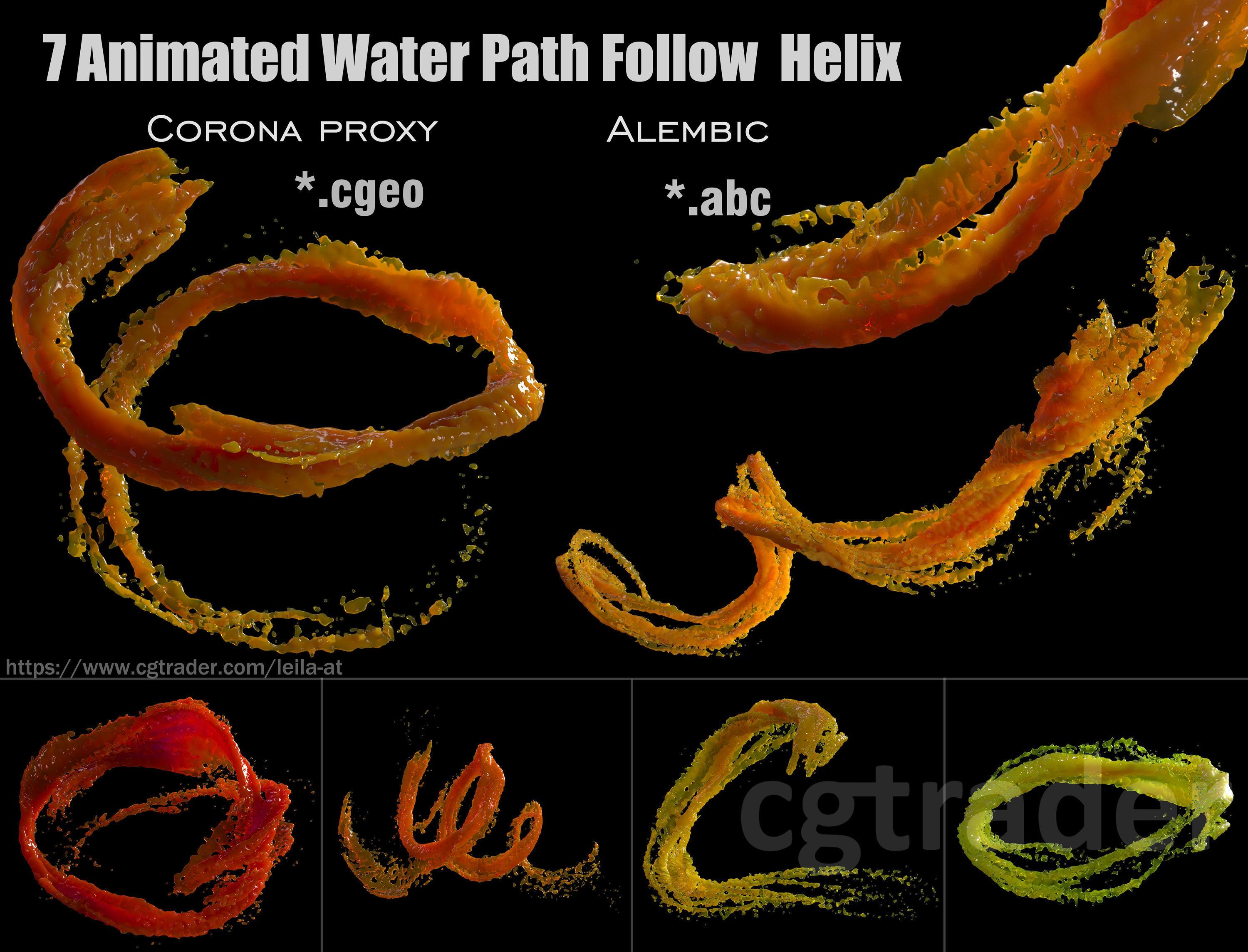 7 Animated Water Path Follow Helix - NO PLUGINs 3D model animated ...