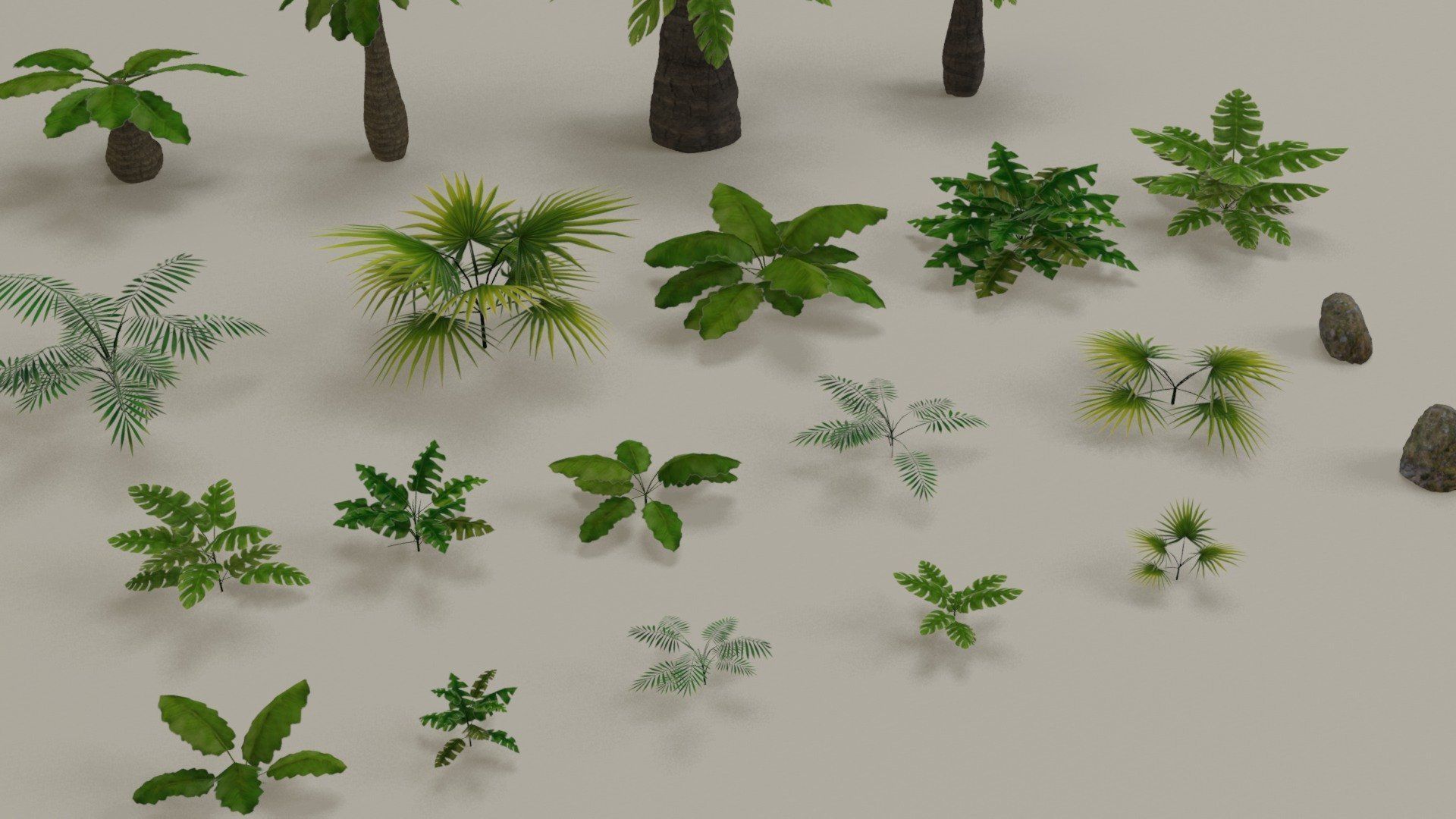 3D model Tropical jungle plants and palms collection VR / AR / low-poly ...