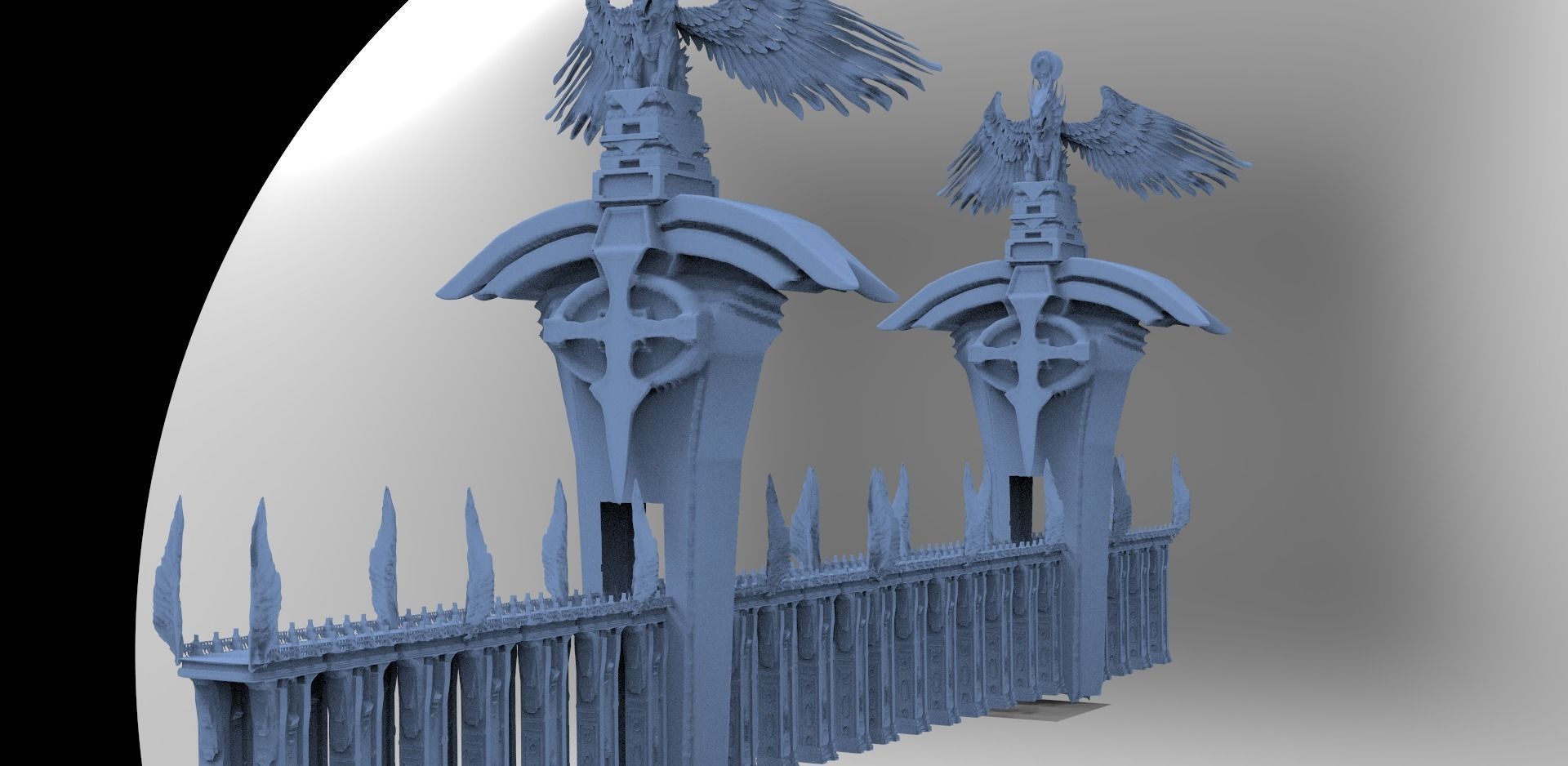 League of legends Inspired Sword Bridge Statues gateway 3D model | CGTrader