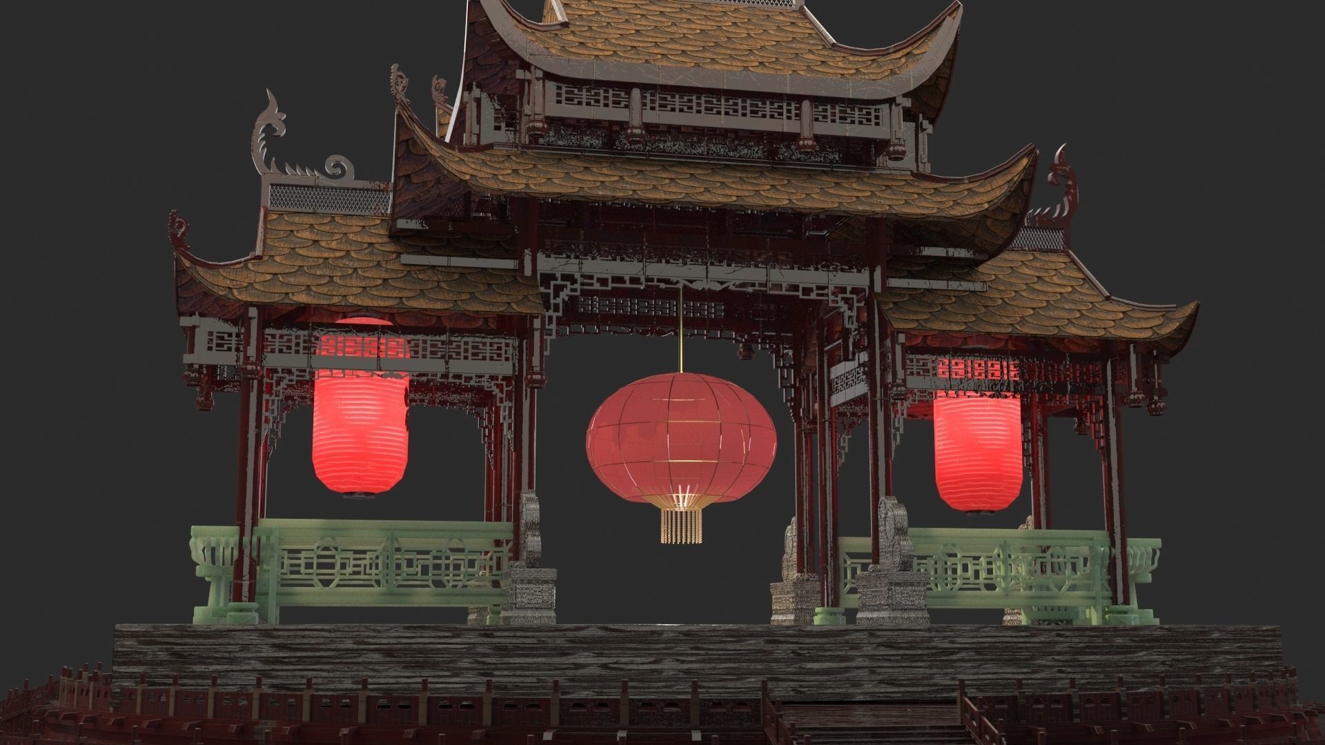 Chinese gate 3D model | CGTrader