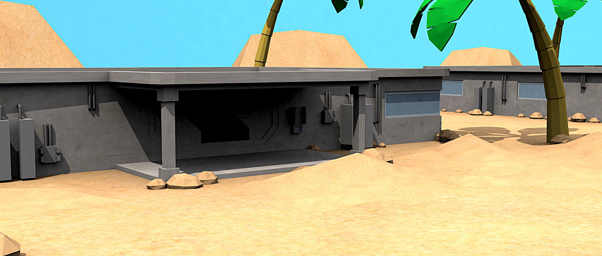 3D model Desert Base Low Poly Sci-Fi Modular Pack VR / AR / low-poly ...