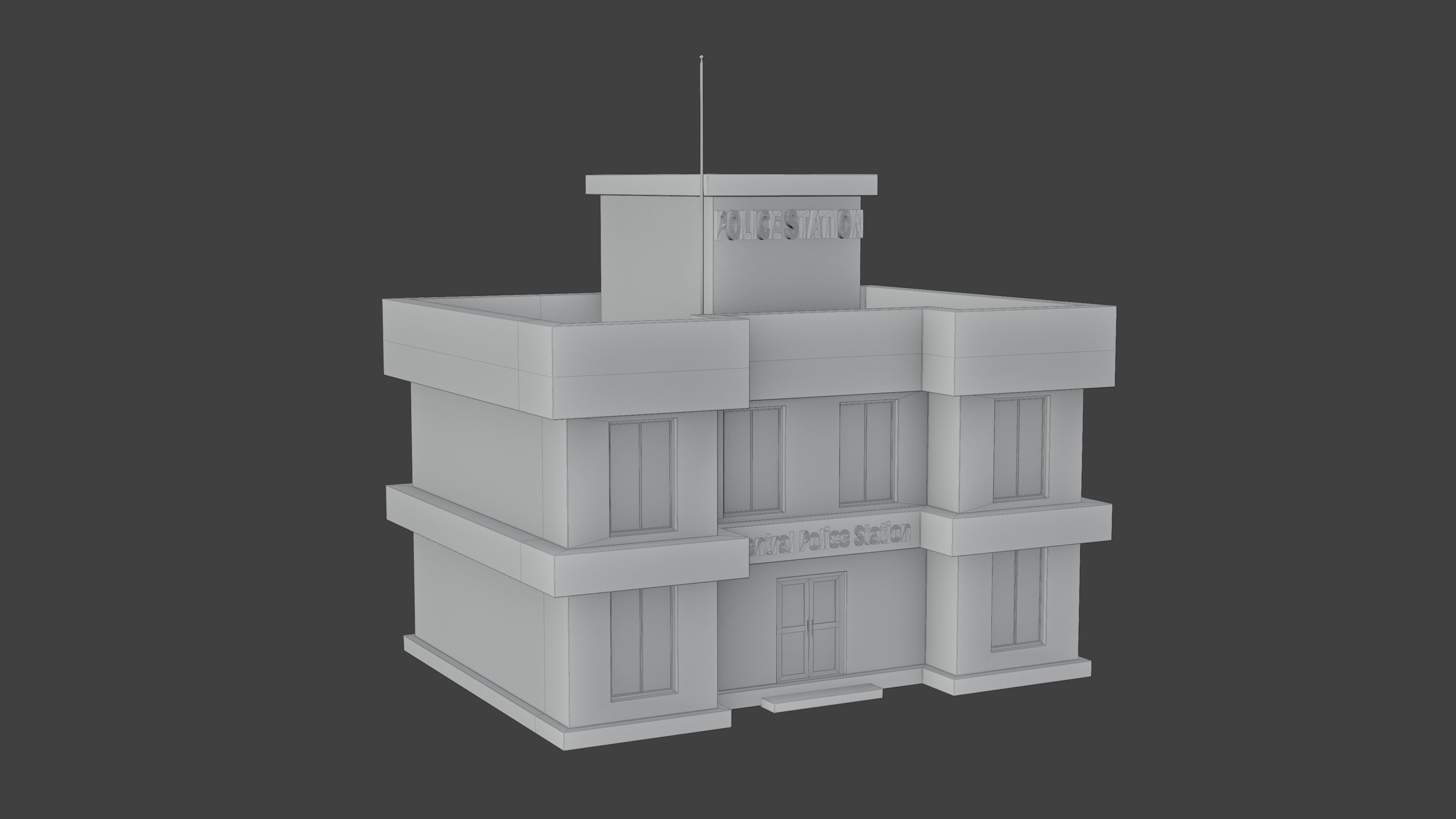 Police Station 3D Model - Simple Police Station Game Asset 3D model ...