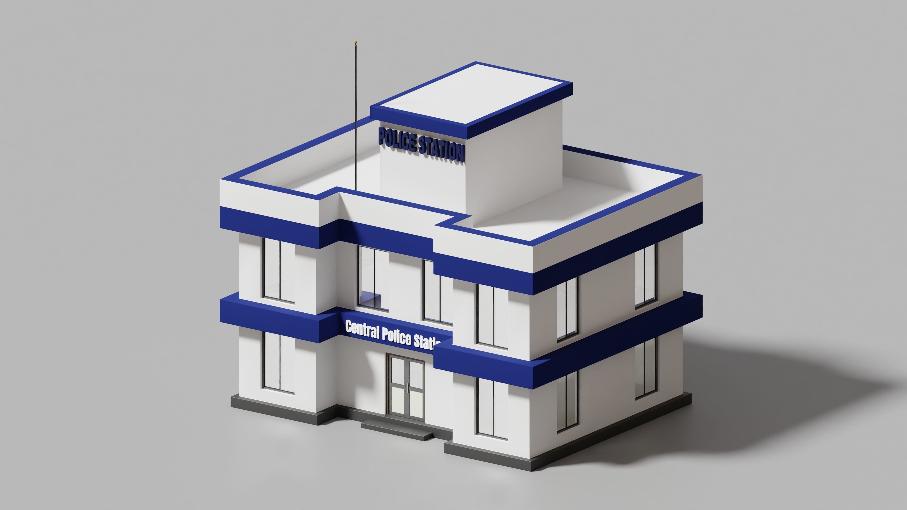Police Station 3D Model - Simple Police Station Game Asset 3D model ...