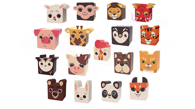 Cube Animal Pack free VR / AR / low-poly 3D model | CGTrader