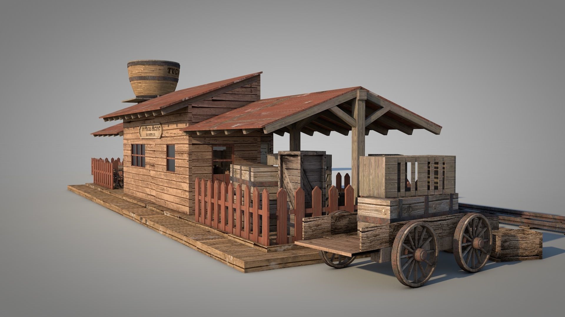 Tucson City Vintage Western Train Station 3D model | CGTrader