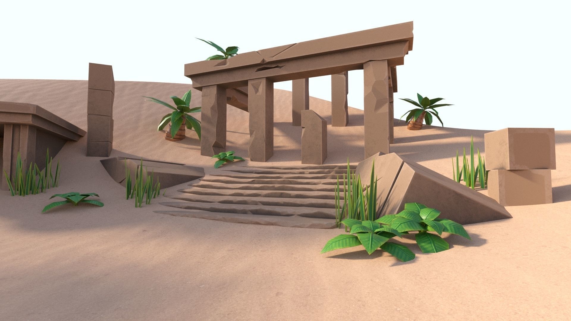 3D model An Oasis in the Desert VR / AR / low-poly | CGTrader
