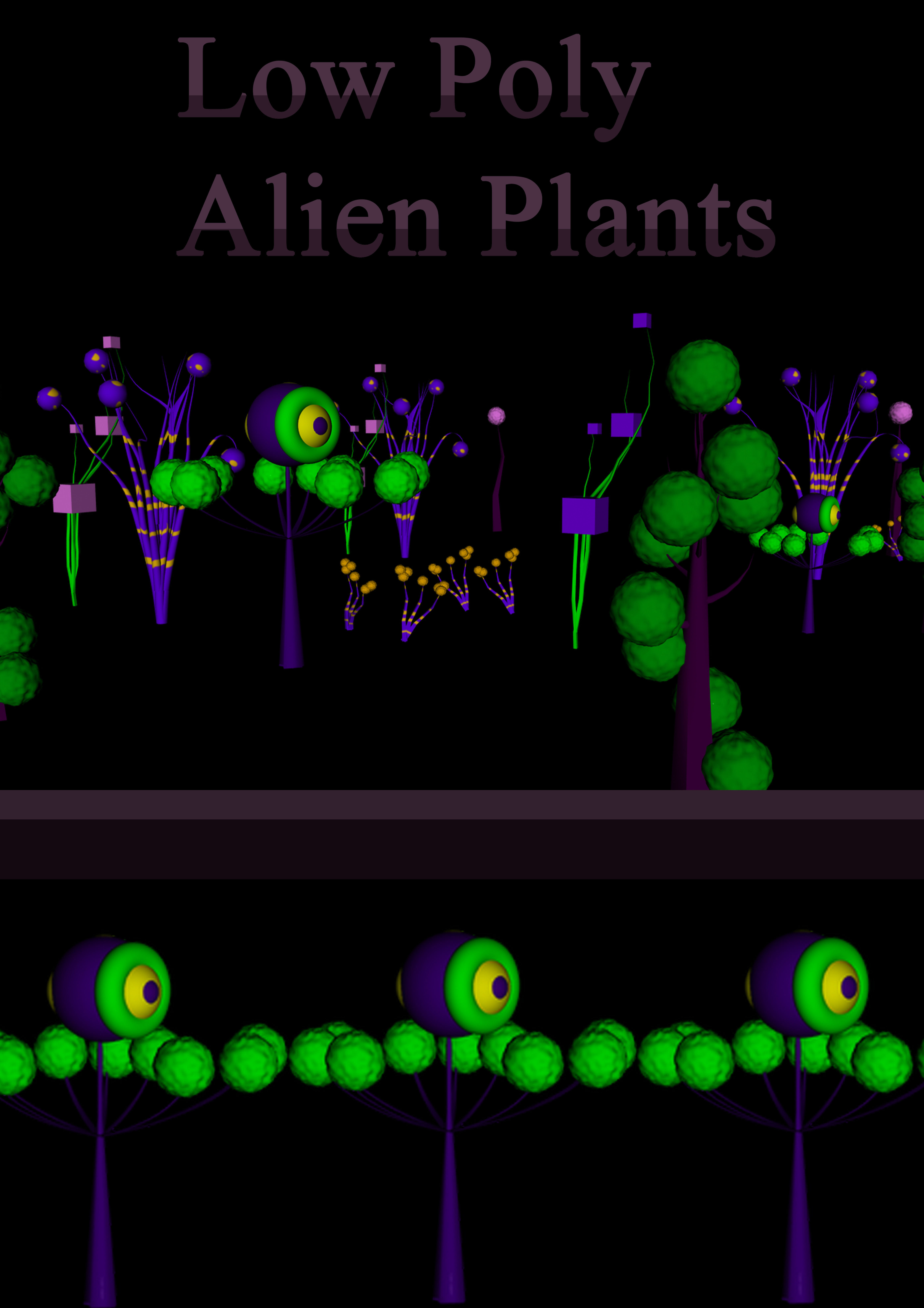 Retro Low poly ALIEN PLANTS free VR / AR / low-poly 3D model | CGTrader