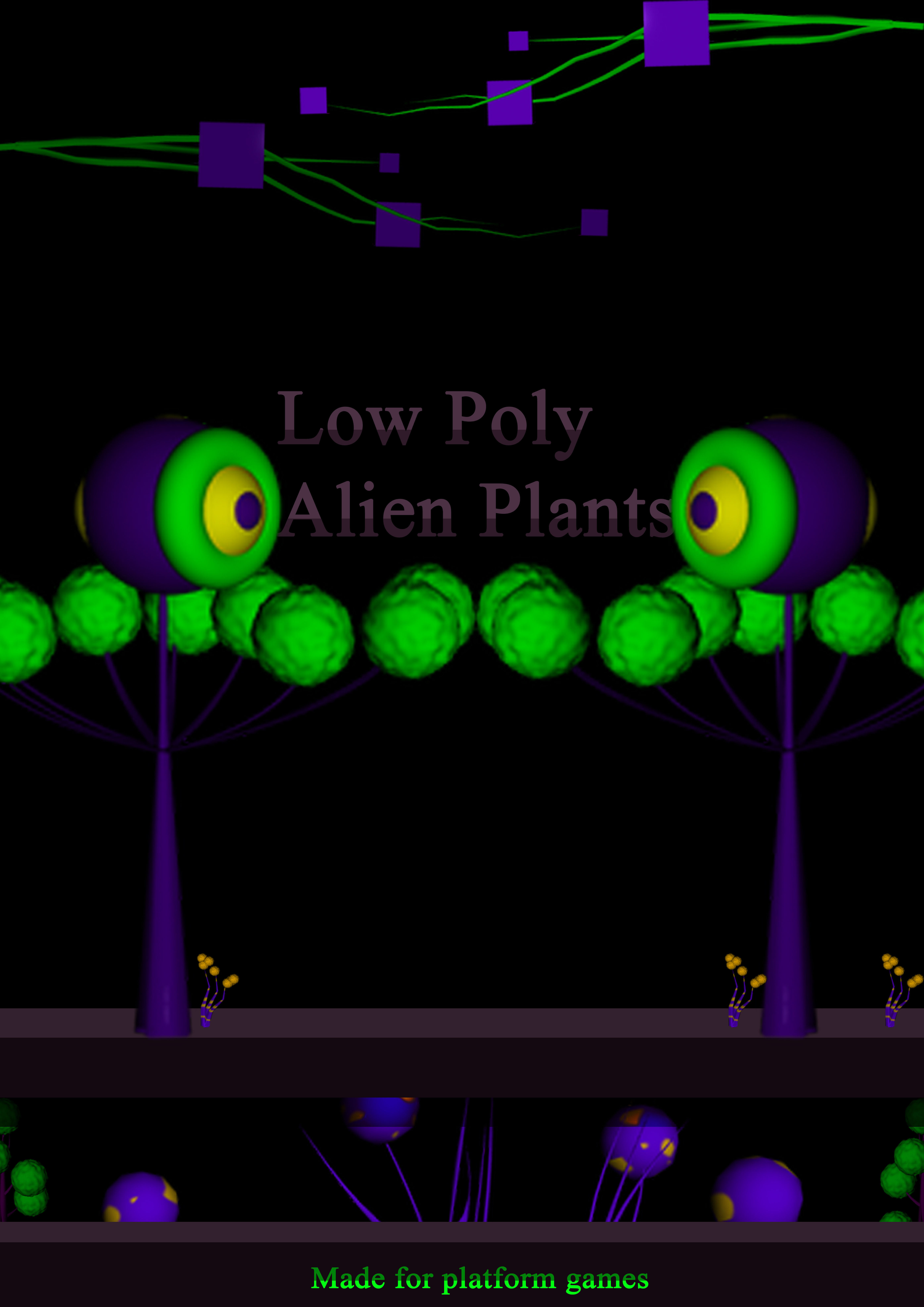 Retro Low poly ALIEN PLANTS free VR / AR / low-poly 3D model | CGTrader