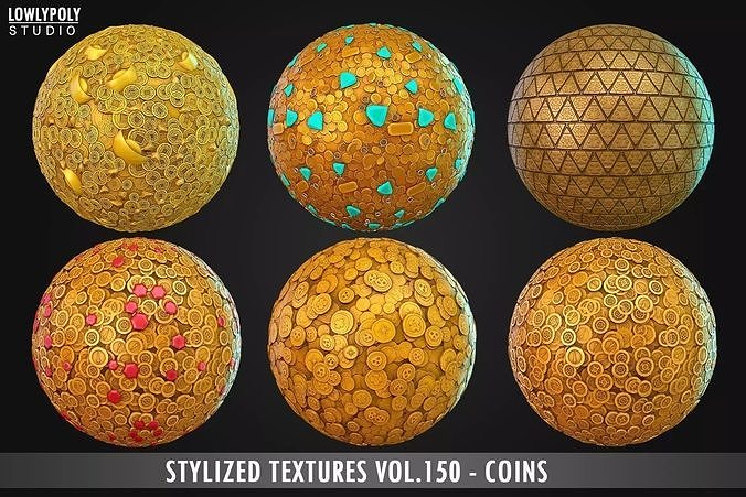 Texture Stylized Coins Vol 150 - Hand Painted Textures VR / AR / low ...